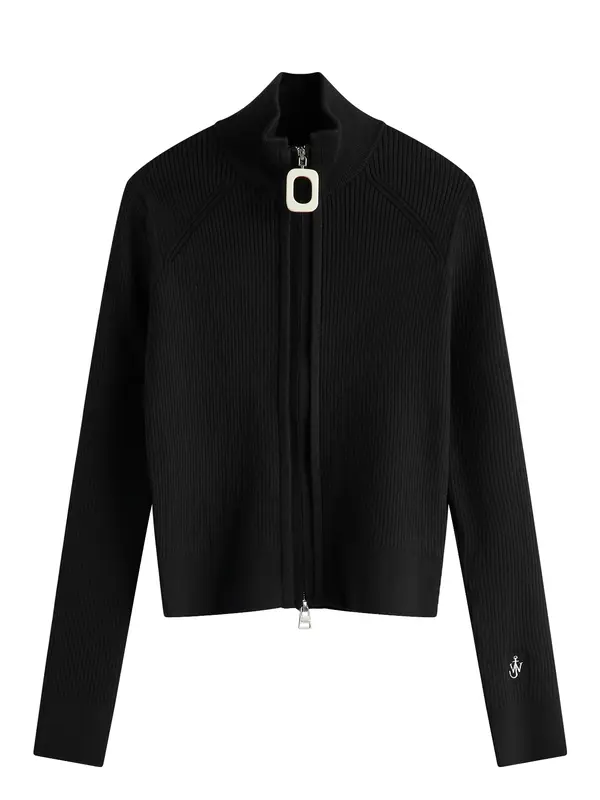 JW Anderson Fitted Zip Up Cardigan - Black