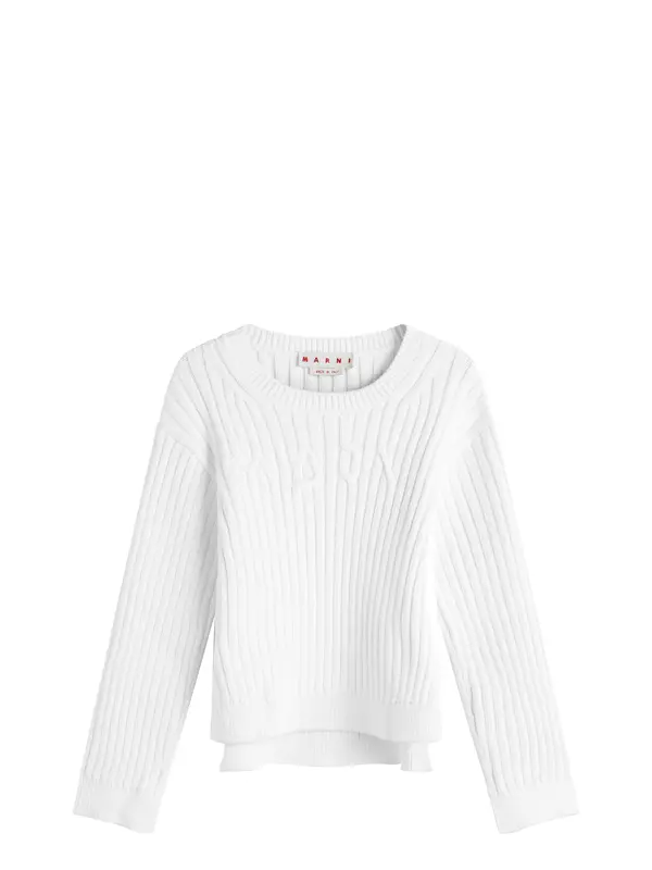 Marni Logo Sweatshirt In Rib - Lily White
