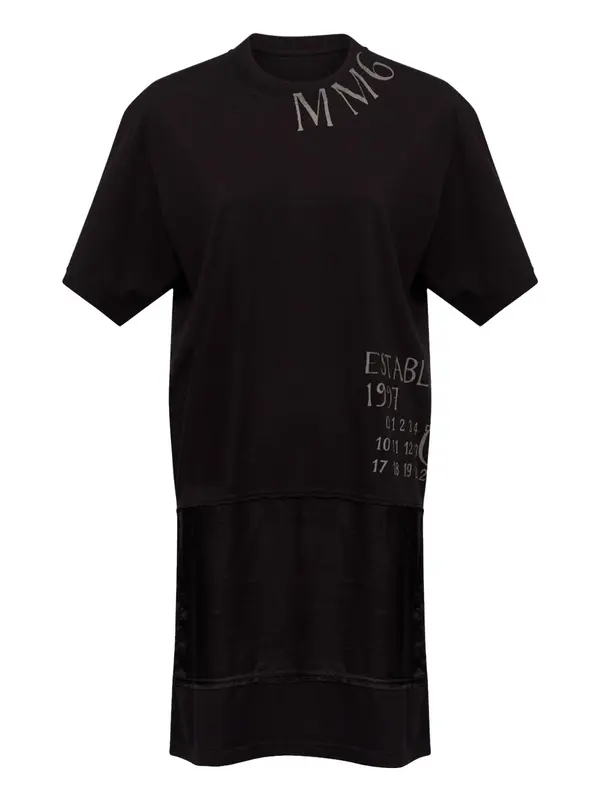 MAISON MARGIELA Logo-print T-shirt Dress - Black