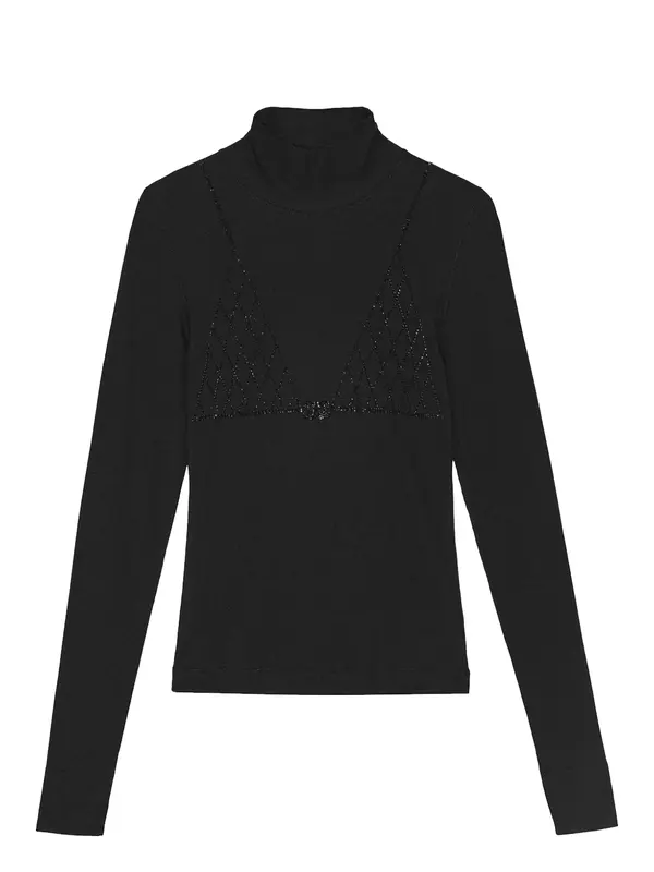 GANNI Roll-neck Top - Black