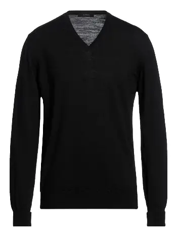 Alpha Studio Long Sleeve V-neck Knit Sweater - Black