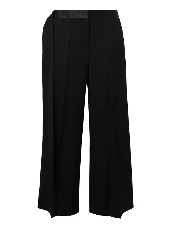 Victoria Beckham Gigi Satin-trimmed Crepe Straight-leg Trousers - Black