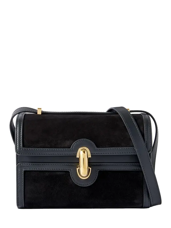 Savette Symmetry 19 Leather-trimmed Suede Shoulder Bag - Black