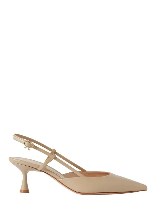 GIANVITO ROSSI Ascent 55 Leather Slingback Pumps - Neutrals
