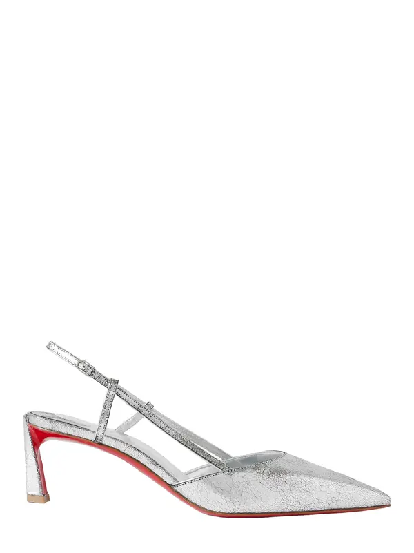 CHRISTIAN LOUBOUTIN Condoroline 55 Metallic Slingback Pumps - Silver