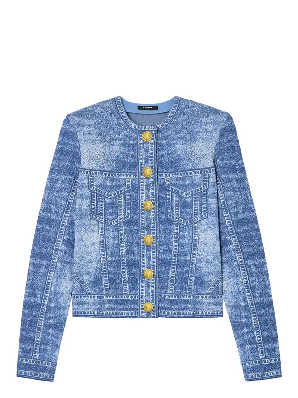 Balmain Trompe L'oeil Jacquard-knit Cardigan - Blue