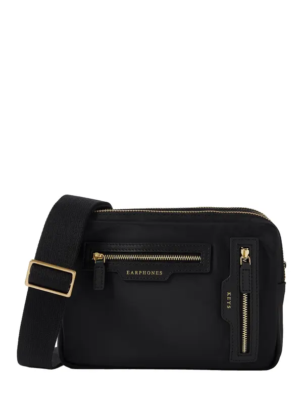 ANYA HINDMARCH Leather-trimmed Econyl Shoulder Bag - Black