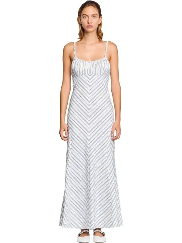Sandro Stripy Maxi Dress - Blue / Ecru