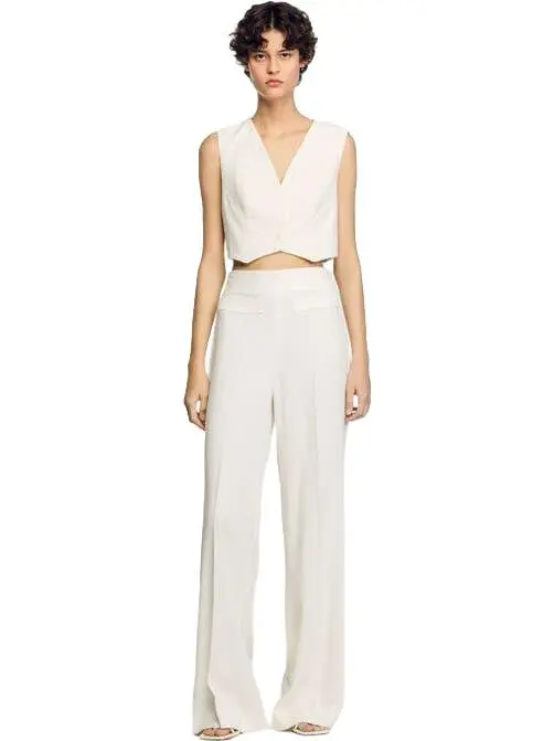 Sandro Sequin Striped Cropped Jacket - Ecru
