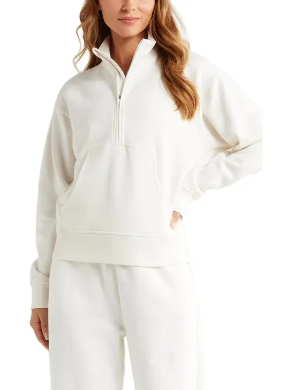 Zella Cloud Fleece Half Zip - Ivory Egret