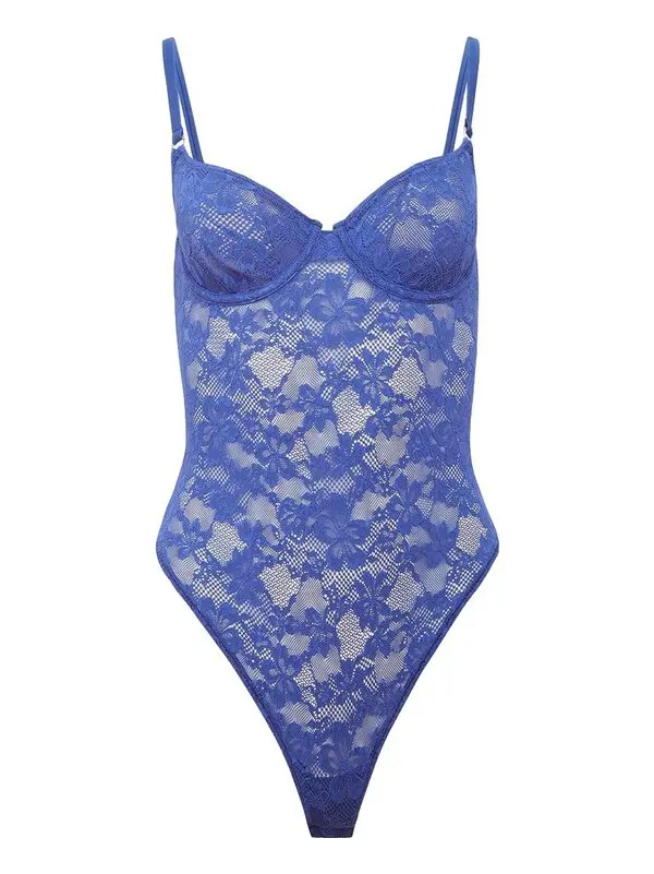 Fleur Du Mal Le Stretch Lace Bodysuit - Starry Blue