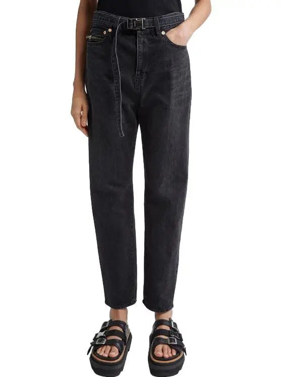 Sacai Belted Straight-leg Jeans - Black