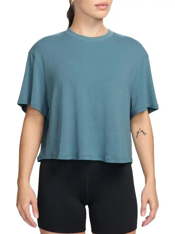 Nike Dri-fit Relaxed Crop Top - Smokey Blue/ Clear