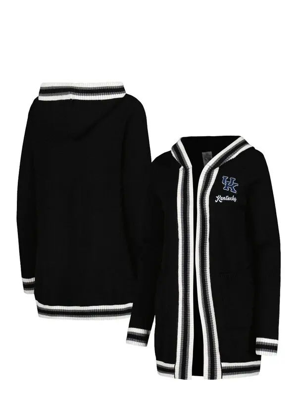 GAMEDAY COUTURE Kentucky Wildcats Striped Hooded Cardigan Sweater - Black