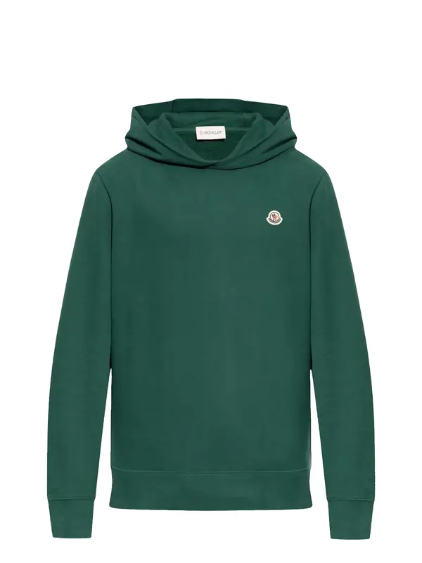 Moncler Logo-patch Cotton Hoodie - Green