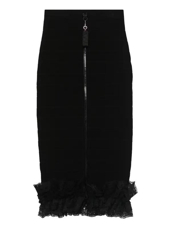 SELF-PORTRAIT X Christopher Kane Ruffle Knit Midi Skirt - Black