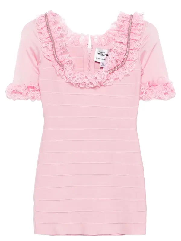 SELF-PORTRAIT Knitted Mini Dress - Pink