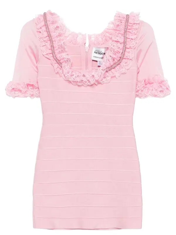 SELF-PORTRAIT Knitted Mini Dress - Pink