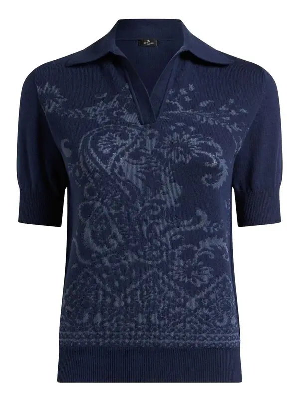 Etro Paisley-jacquard Polo Top - Blue