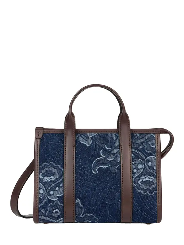 Etro Mini Floral-jacquard Denim Tote Bag - Blue