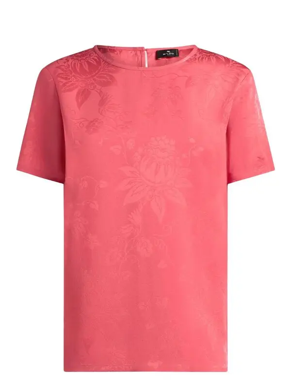 Etro Floral-jacquard T-shirt - Pink