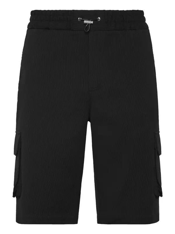 Philipp Plein Cotton Cargo Shorts - Black