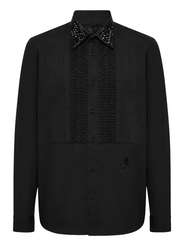 Philipp Plein Strass-detail Long-sleeve Shirt - Black