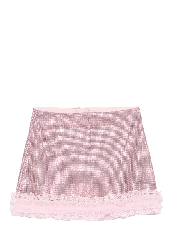 SELF-PORTRAIT Crystal-embellished Mini Skirt - Pink