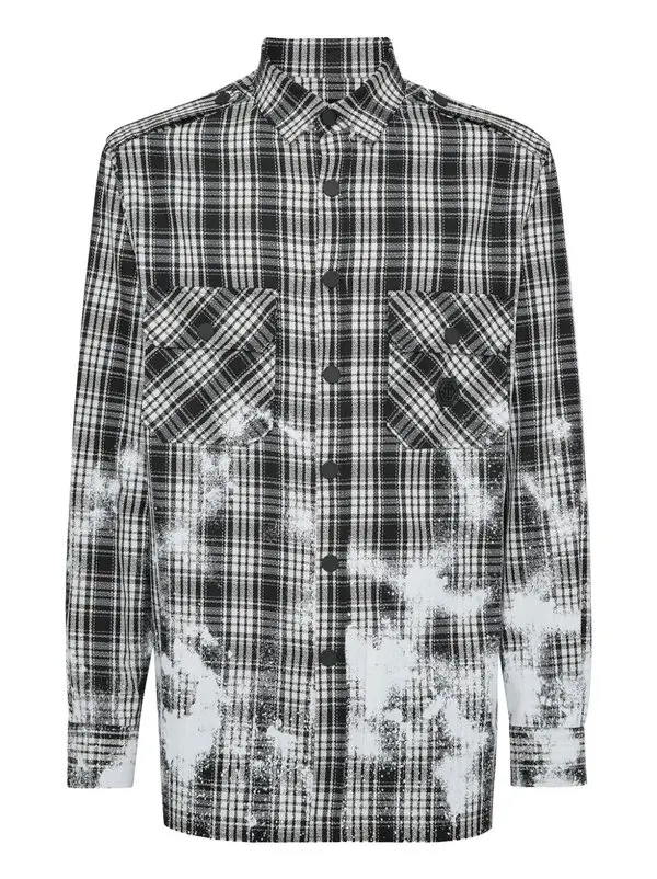 Philipp Plein Checked Long-sleeve Shirt - Black