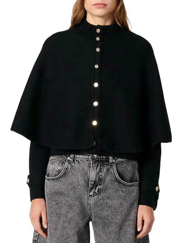 Maje Cape Effect Cardigan - Black