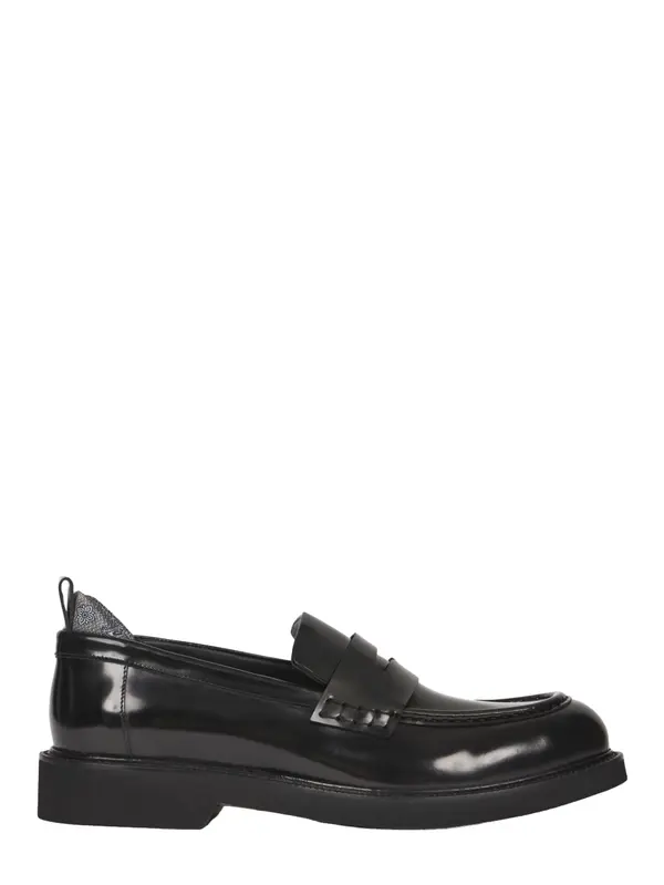 Etro Leather Penny Loafers - Black