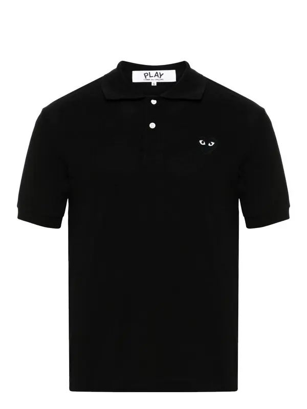 Play Comme Des Garcon Heart-patch Cotton Polo Shirt - Black