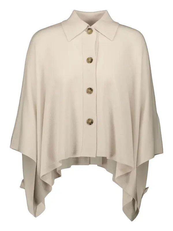 ALLUDE Fine-ribbed Cape - Neutrals