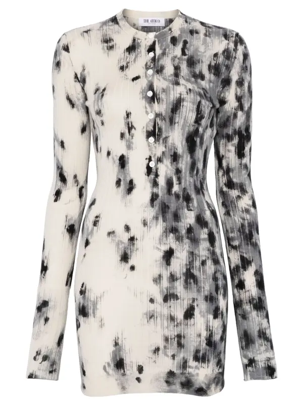 Attico Abstract-print Mini Dress - White