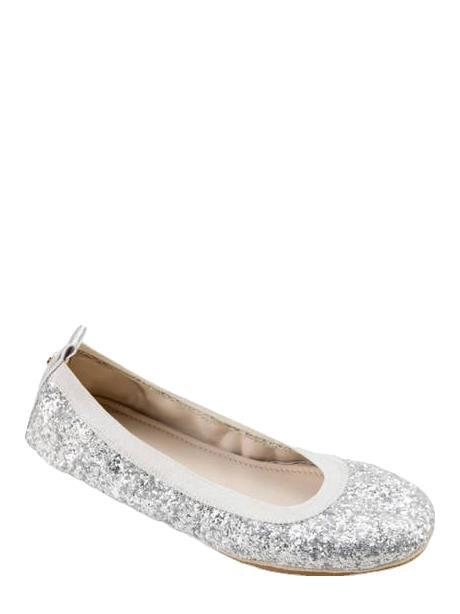 Yosi Samra Samara Glitter Foldable Ballet Flat - Platinum