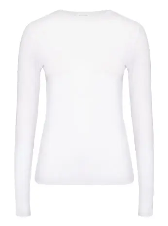 Skin Long-sleeved Round-neck Cotton T-shirt - White
