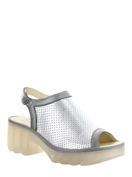 Fly London Teif Platform Sandals - Silver/ Plomo