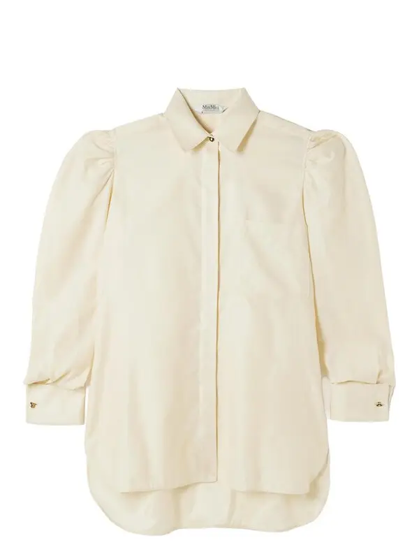 Max Mara Faraday Gathered Cotton Shirt - Neutrals