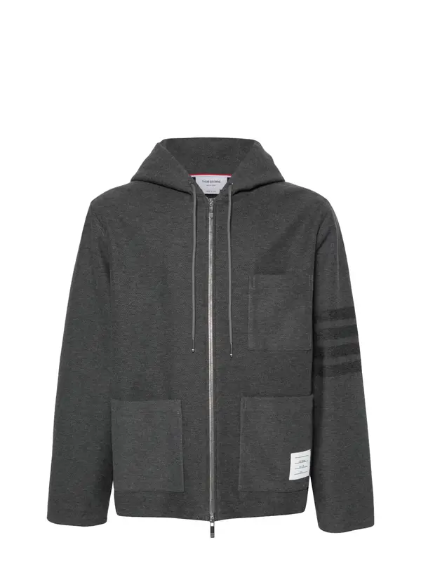 Thom Browne Bar-stripe Hooded Jacket - Grey
