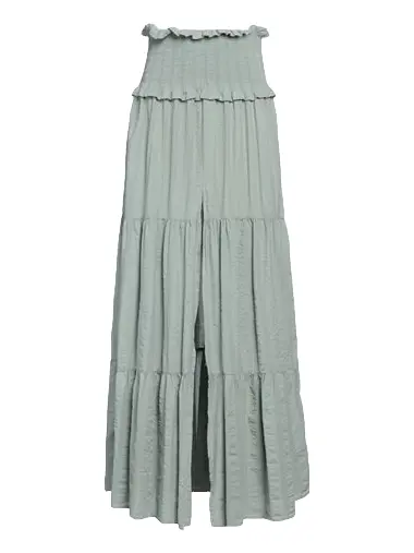 DONDUP Maxi Flared Cotton Skirt - Sage Green
