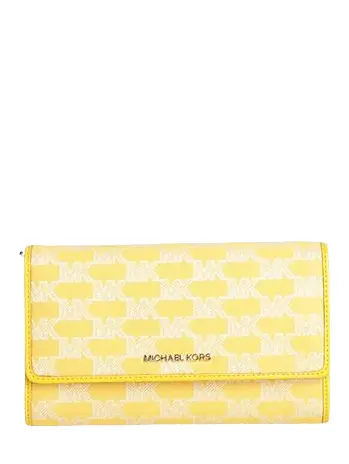 Michael Kors Woven Clutch With Logo Print - Yellow