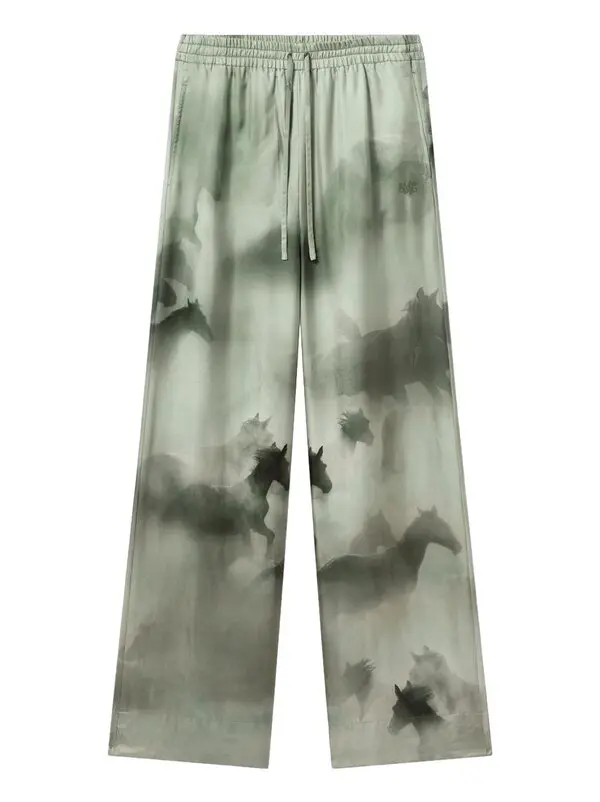 Stella McCartney Horse-print Palazzo Trousers - Green