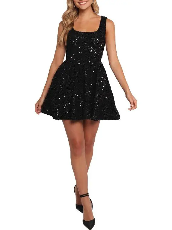 PETAL & PUP Emma Sequin Mini Dress - Black