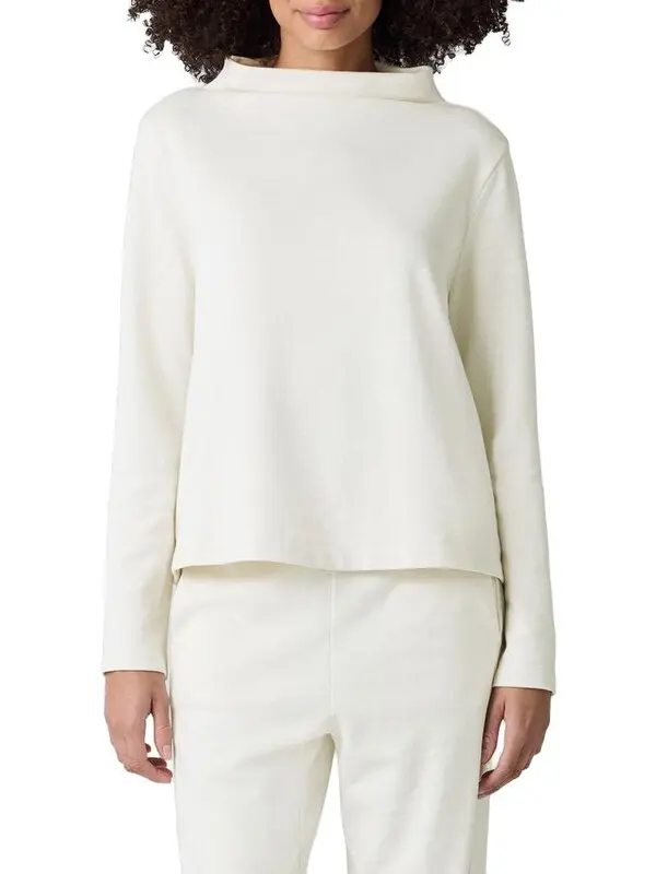 Eileen Fisher Funnel Neck Top - Bone