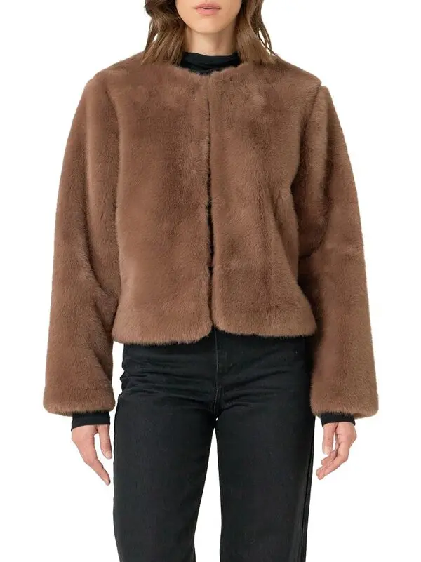 Endless Rose Faux Fur Jacket - Brown