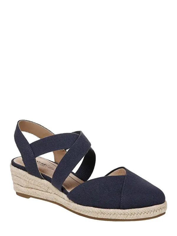 LIFESTRIDE Kimball Espadrille Slingback Wedges - Navy