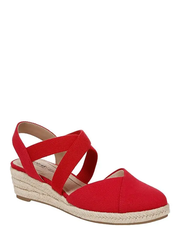 LIFESTRIDE Kimball Espadrille Slingback Wedges - Red