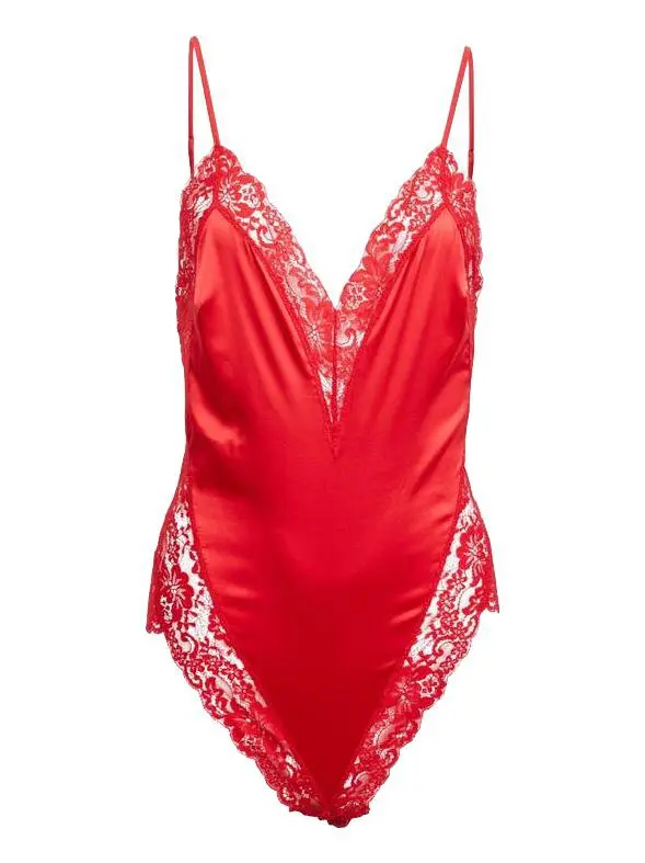 Fleur Du Mal Lace Trim Teddy - Rouge
