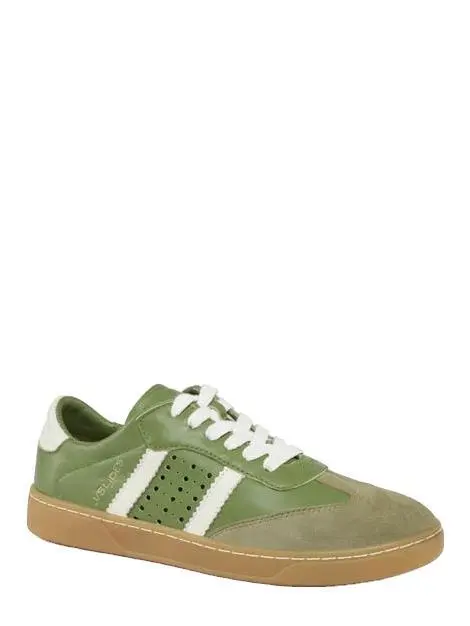 J/SLIDES NYC Hunter Low-profile Leather Sneaker - Khaki Green