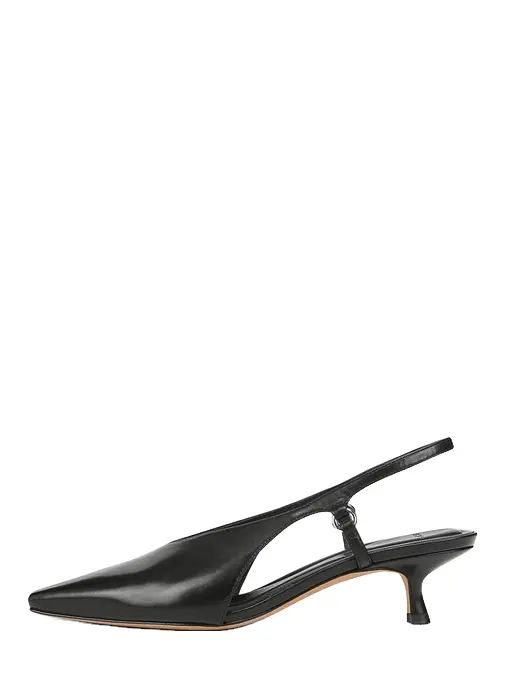 Vince Sabrina Leather Slingback Kitten Heel - Black